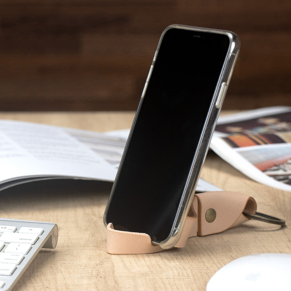 Leather Keychain Phone Stand — Ivan Leathercraft