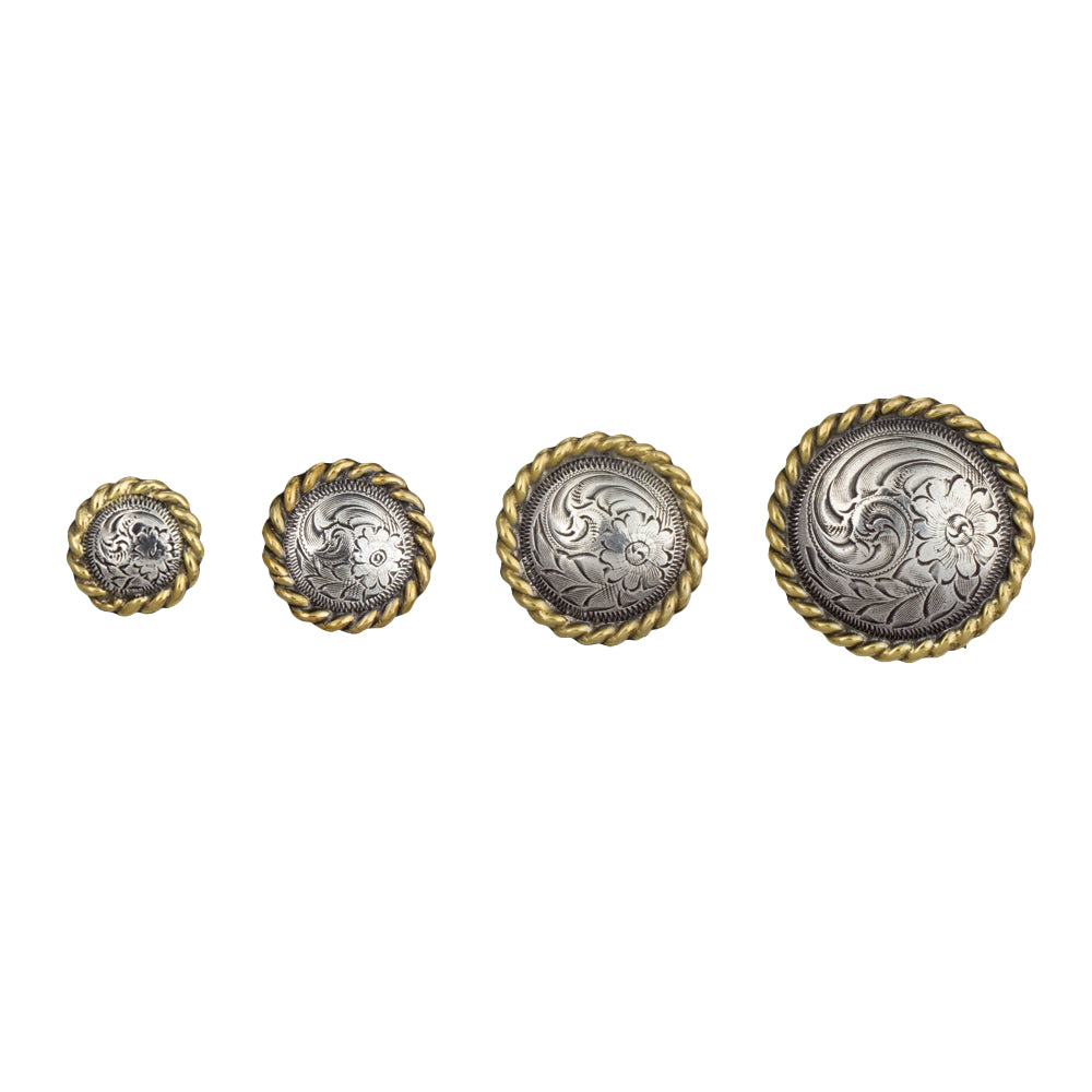 Ivan Leathercraft Two-Tone Rope Edge Decorative Screw Back Conchos, AS