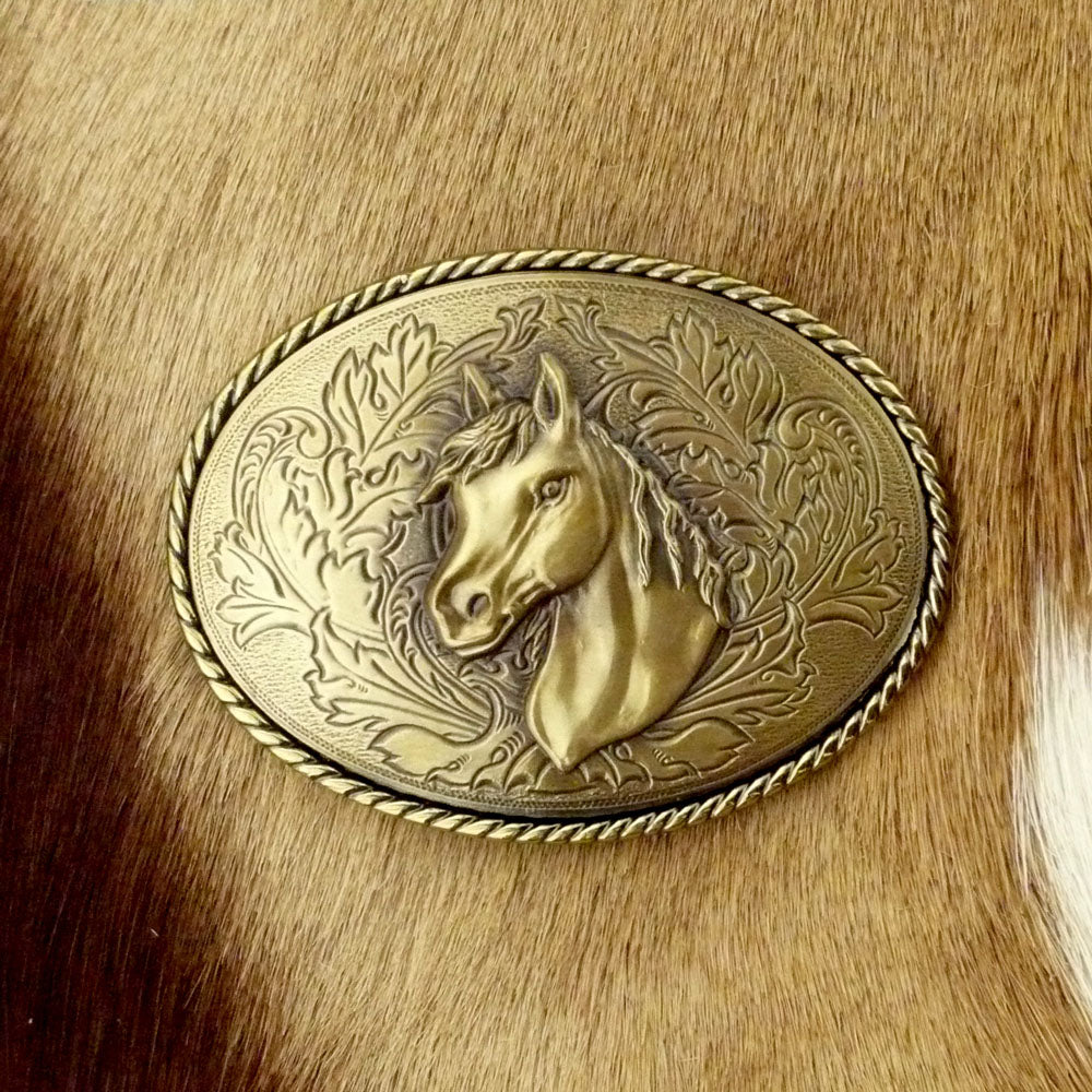 Horse Head Oval Trophy Buckle, AB — Ivan Leathercraft