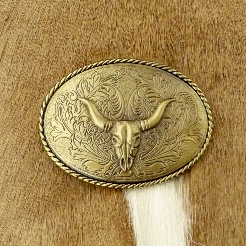 Steer Skull Oval Trophy Buckles — Ivan Leathercraft