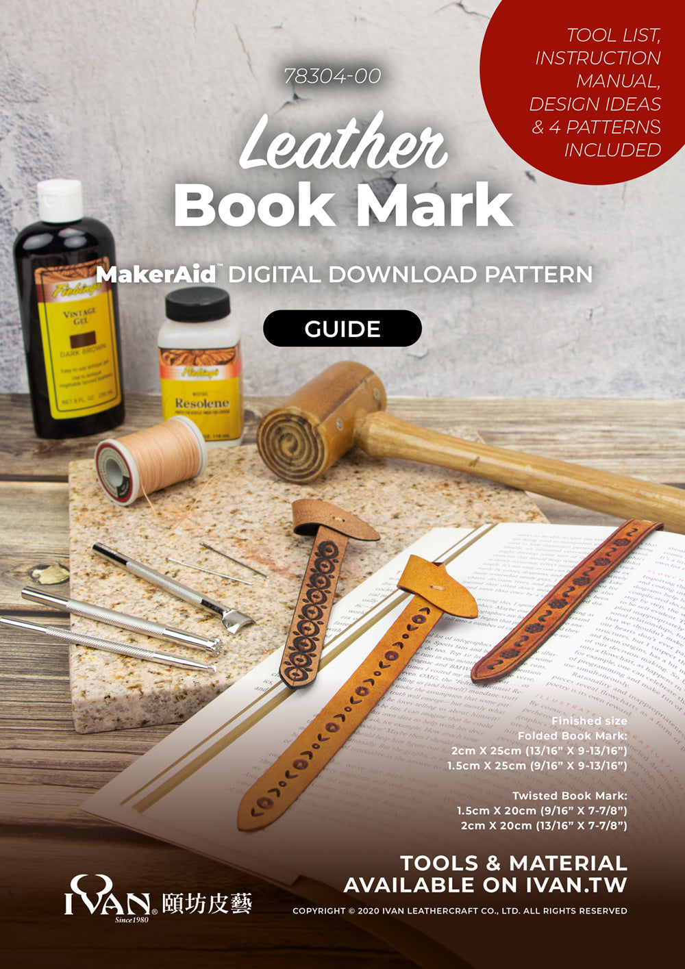 MakerAid® Leather Book Mark Digital Download Pattern — Ivan Leathercraft