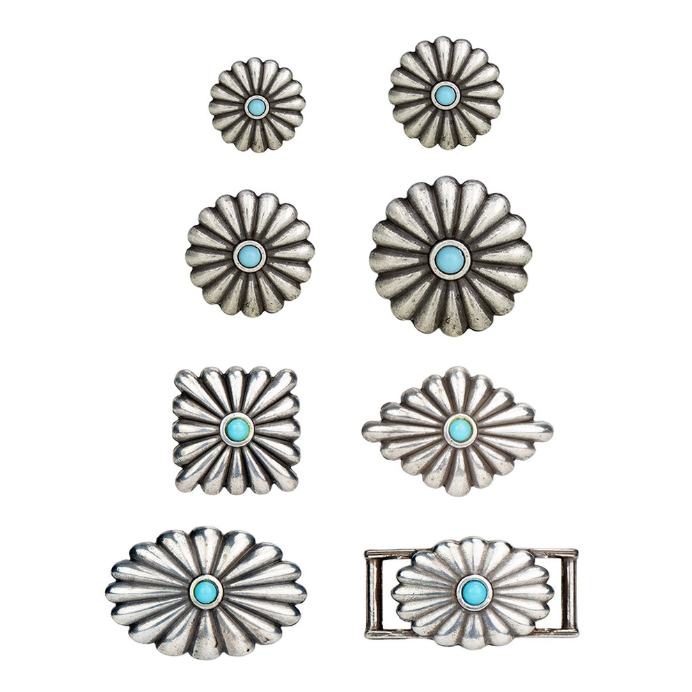 Ivan Leathercraft Turquoise Screw Back Conchos, AS