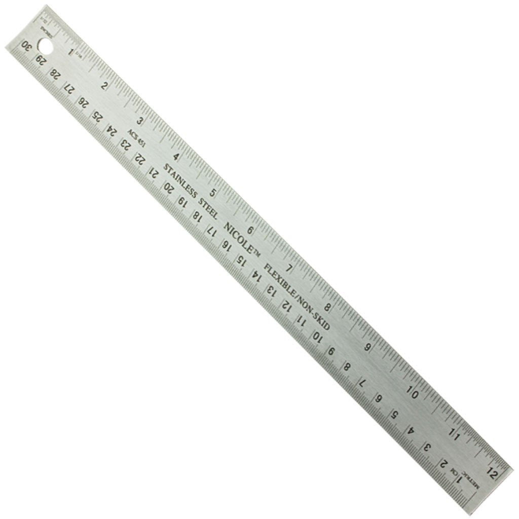 Ivan Leathercraft Stainless Steel Cork Back Ruler, 30cm (12")